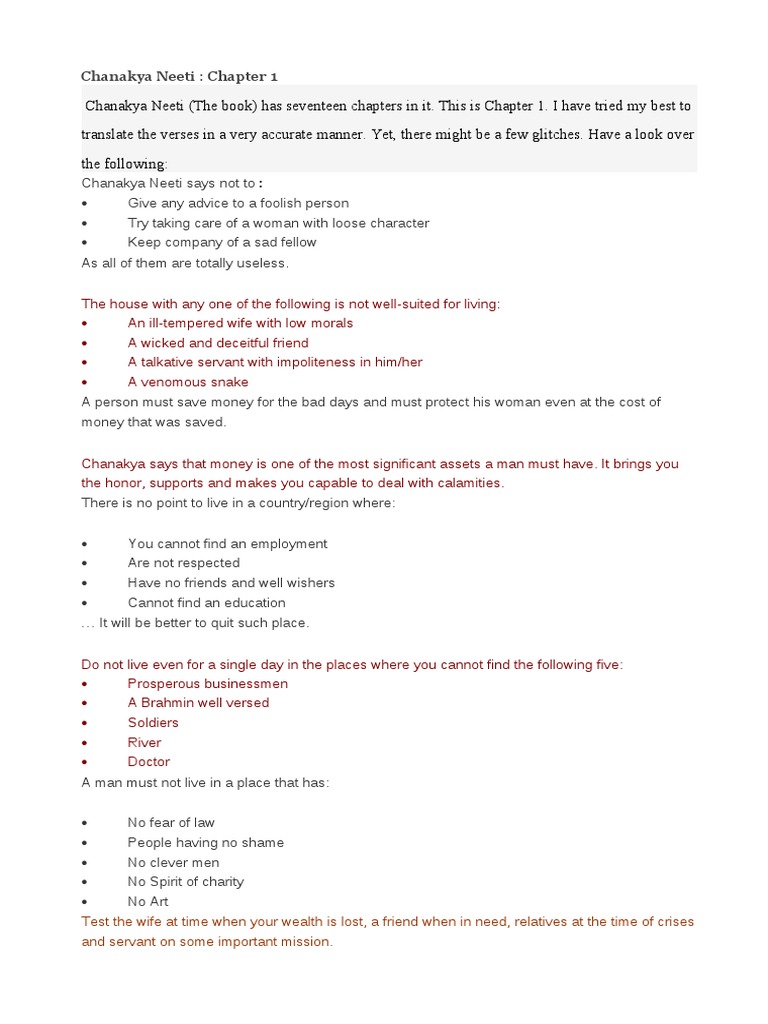 Chanakya Neeti Shastra (Lessons) | PDF | Nature