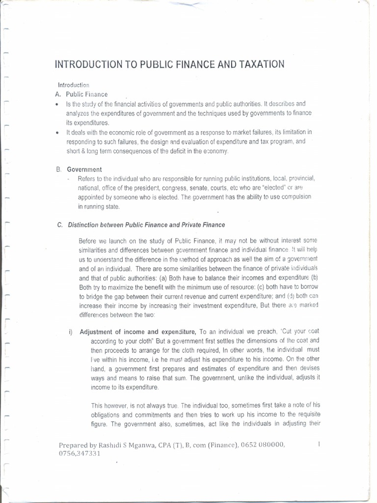 TAX Introduction To Public Finance and Taxation | PDF