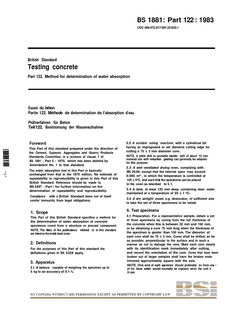 BS 1881 Part 122 83 | PDF | Concrete | Engineer