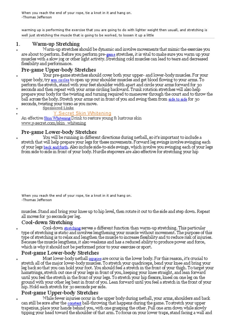 Netball Warm-Up and Stretching Guide | PDF | Musculoskeletal System ...