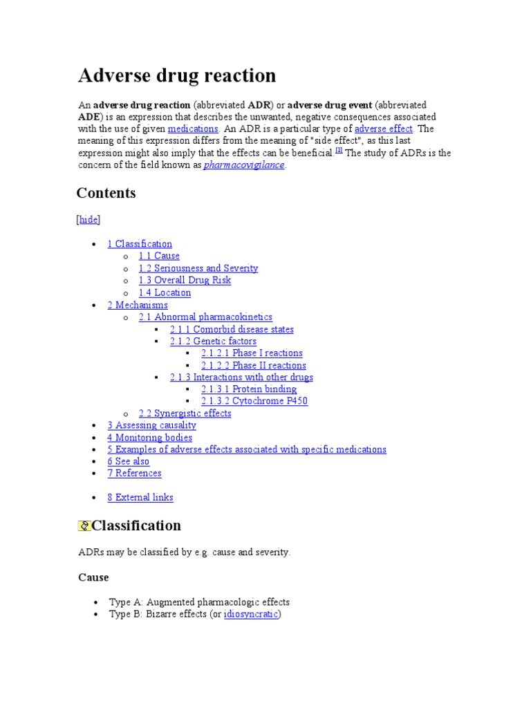 Adverse Drug Reaction | Drugs