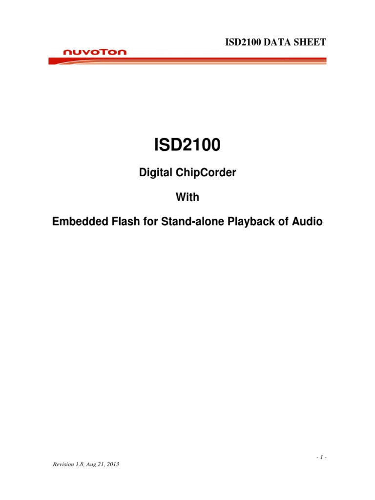 EN ISD2100 Datasheet Rev1-8 | PDF | Flash Memory | Command Line Interface