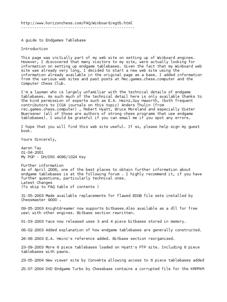 Endgame Databases | PDF | Games Of Mental Skill | Board Games