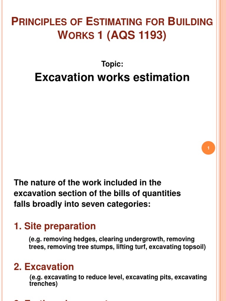 Excavation Cost Estimation Guide | PDF | Excavation (Archaeology ...