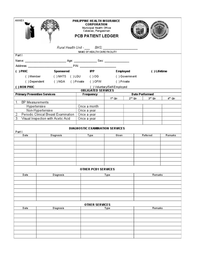 PCB Form Annex A3 Patient Ledger Front | PDF