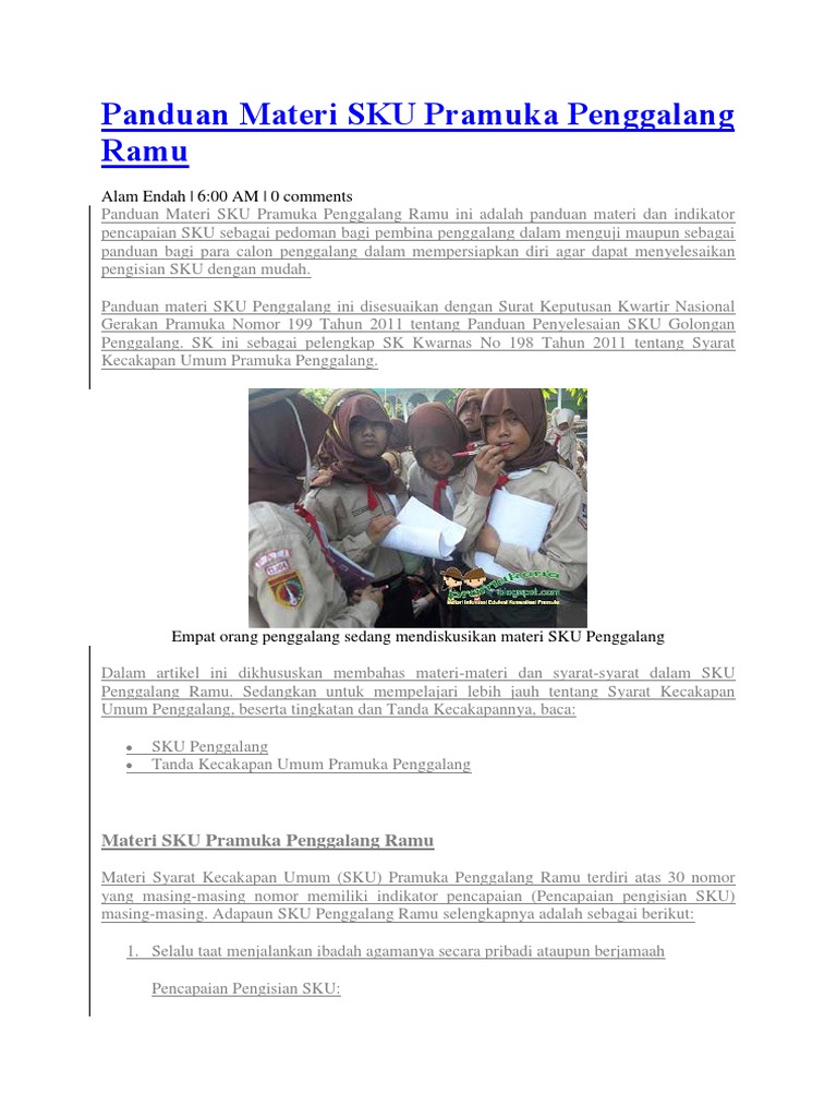 Panduan Materi SKU Pramuka Penggalang Ramu | PDF