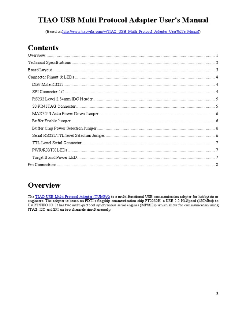 TIAO USB Multi Protocol Adapter User | PDF | Usb | Telecommunications Equipment