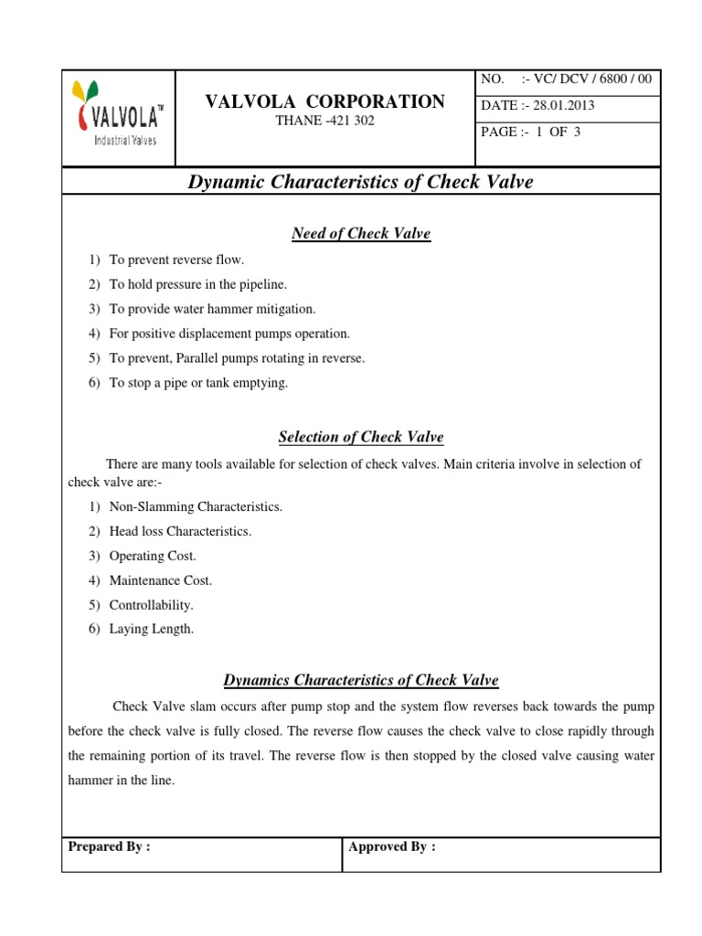 Dynamic Characteristics of Check Valves: Understanding Reverse Flow ...