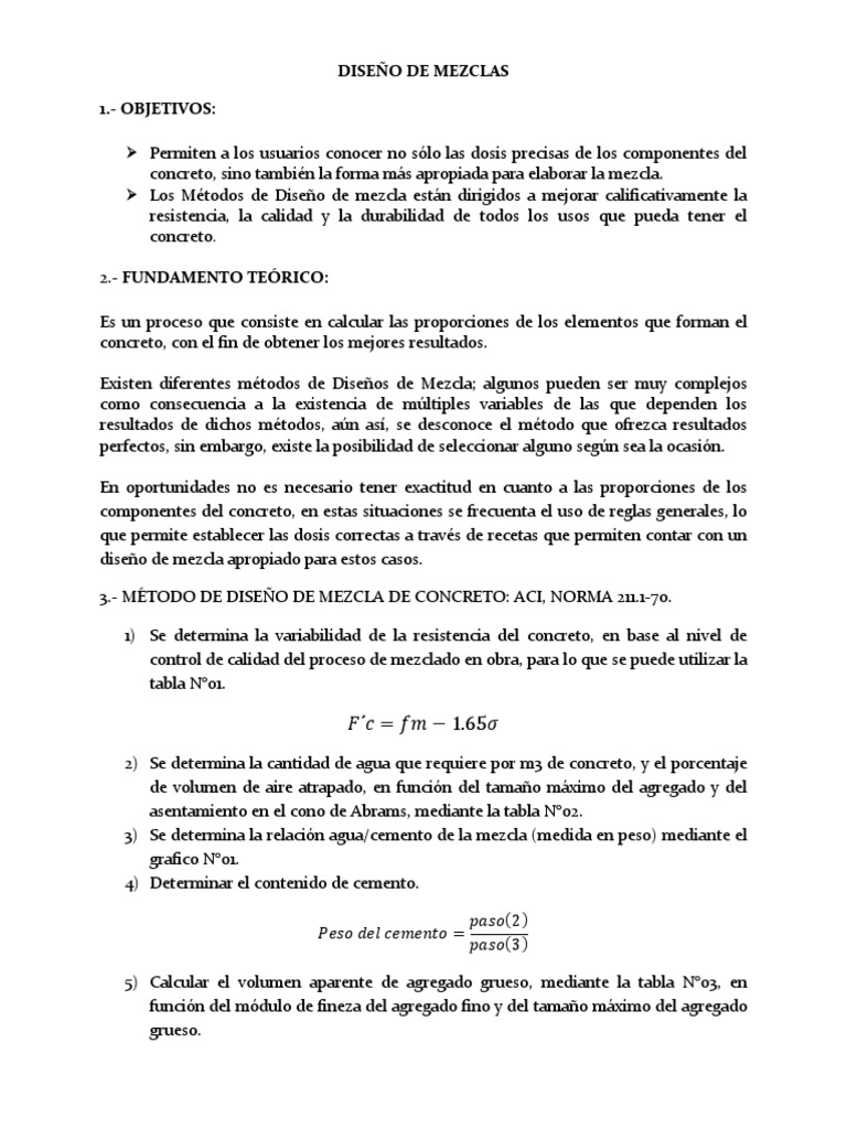 Diseño de Mezclas | PDF | Hormigón | Cemento