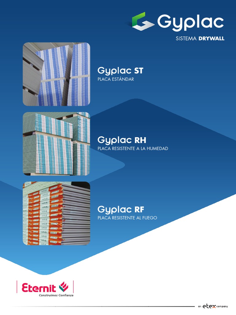 Placas Gyplac: Estándar, RH y RF | PDF | Yeso | Papel