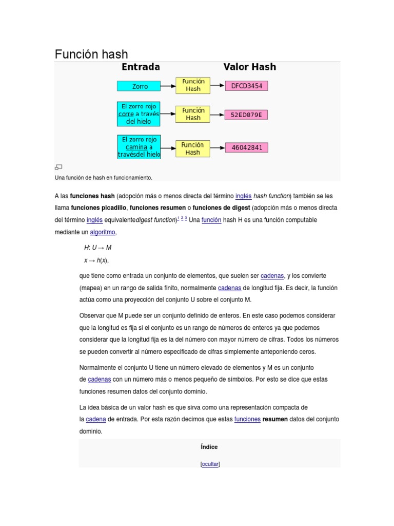 Función Hash | PDF | Conceptos matemáticos | Áreas de informática