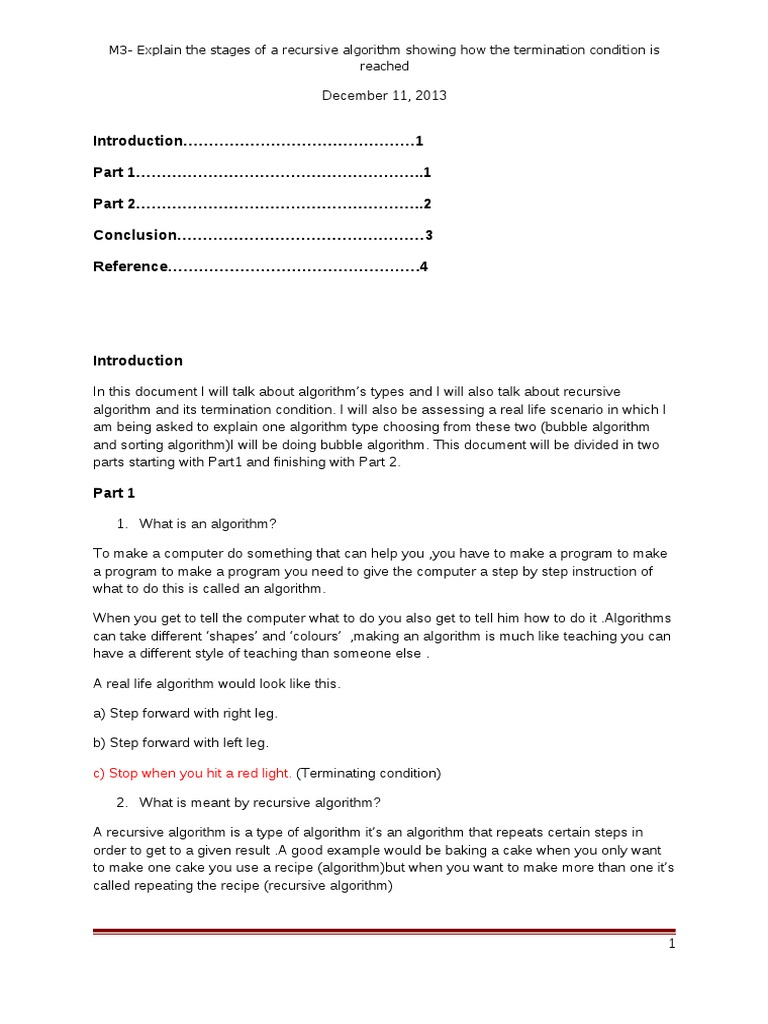 M3 - Explain The Stages of A Recursive Algorithm Showing How The ...