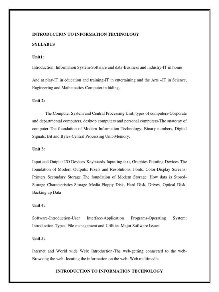 Introdution To Information Technology | PDF | Random Access Memory | Bit