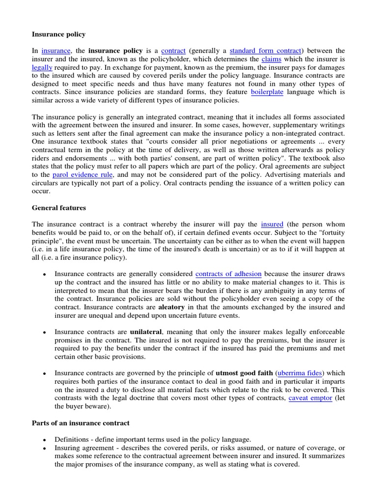 Insurance Policy | Insurance Policy | Insurance