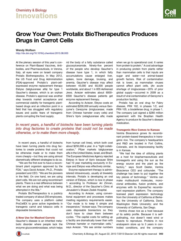 Protalix | PDF | Biopharmaceutical | Pharmaceutical Drug