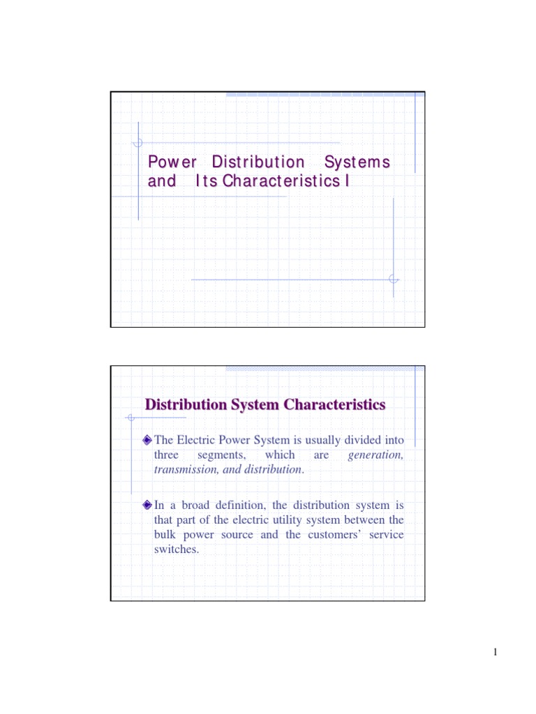 Power Distribution Systems and Its Characteristics I | PDF | Electrical ...