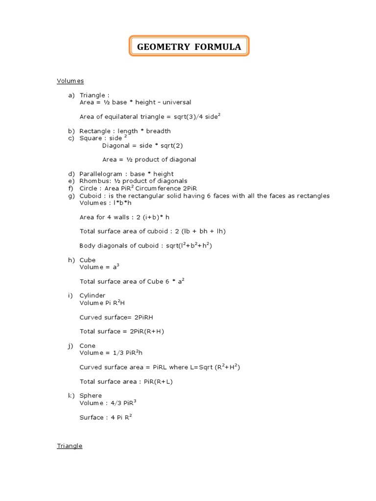 All Math Formulas | PDF | Area | Triangle