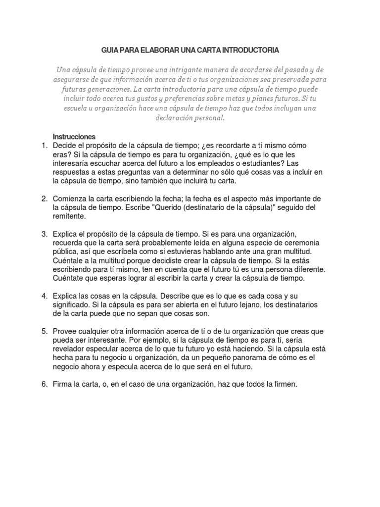 Guia para Elaborar Una Carta Introductoria | PDF