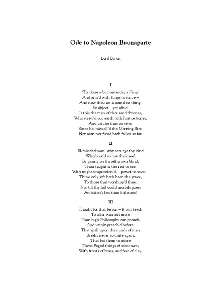 Ode To Napoleon Buonaparte - Lord Byron | PDF