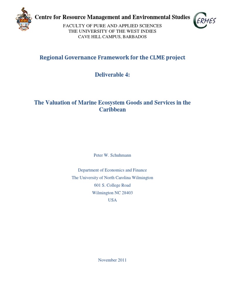 CLME Marine Resource Valuation 2011 11 17 | PDF | Ecosystem Services ...