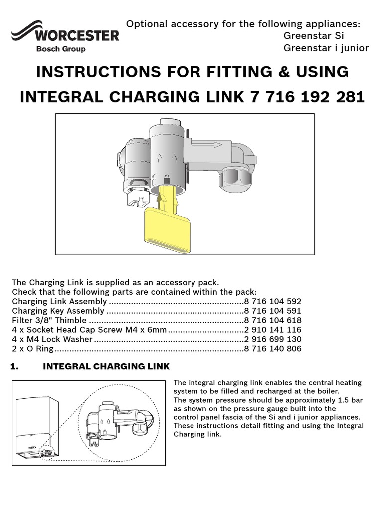 Integral Charging Link Fitting and User Instructions | PDF | Valve | Screw