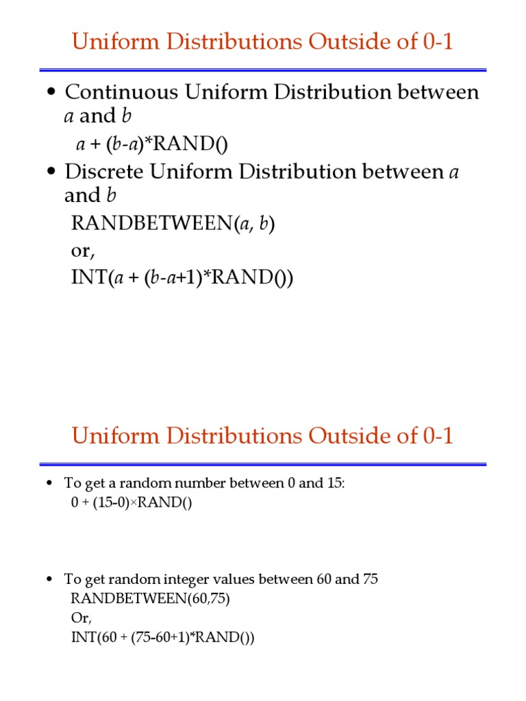 Uniform Distributions Outside of 0-1: - Continuous Uniform Distribution Between | PDF