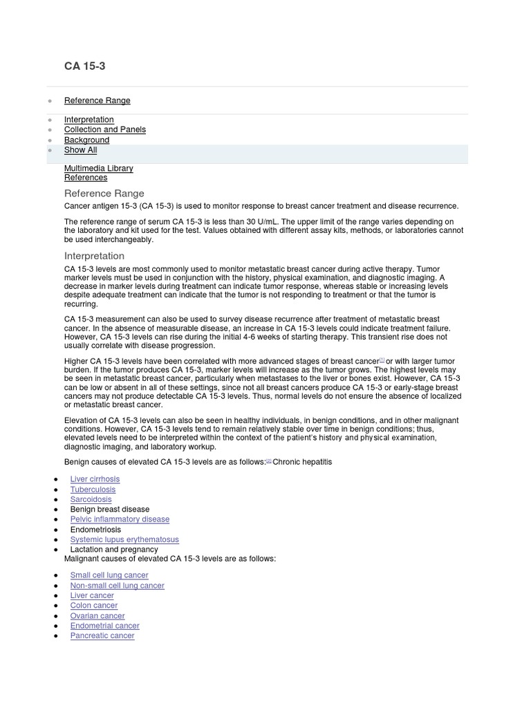 CA 15-3 | Breast Cancer | Cancer