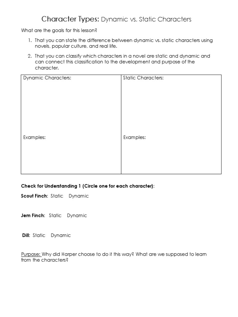 Dynamic vs. Static Characters Guide | PDF