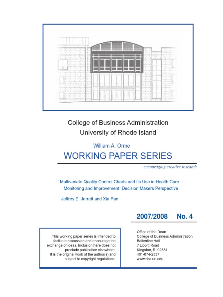 Multivariate Quality Control Chartsand Its Usein Health Care ...