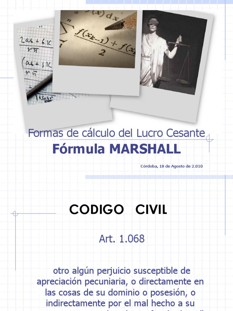 Cálculo del Lucro Cesante: Fórmula Marshall | PDF | Desempleo ...