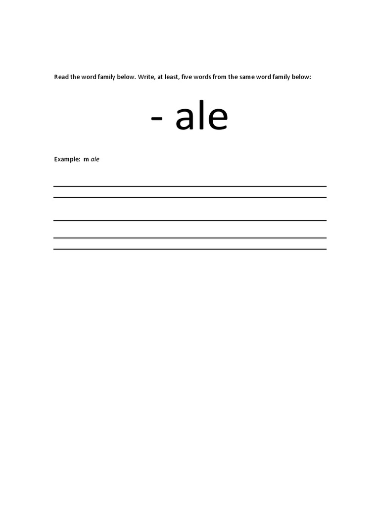 Exercise Word Family Ale | PDF | Poetry
