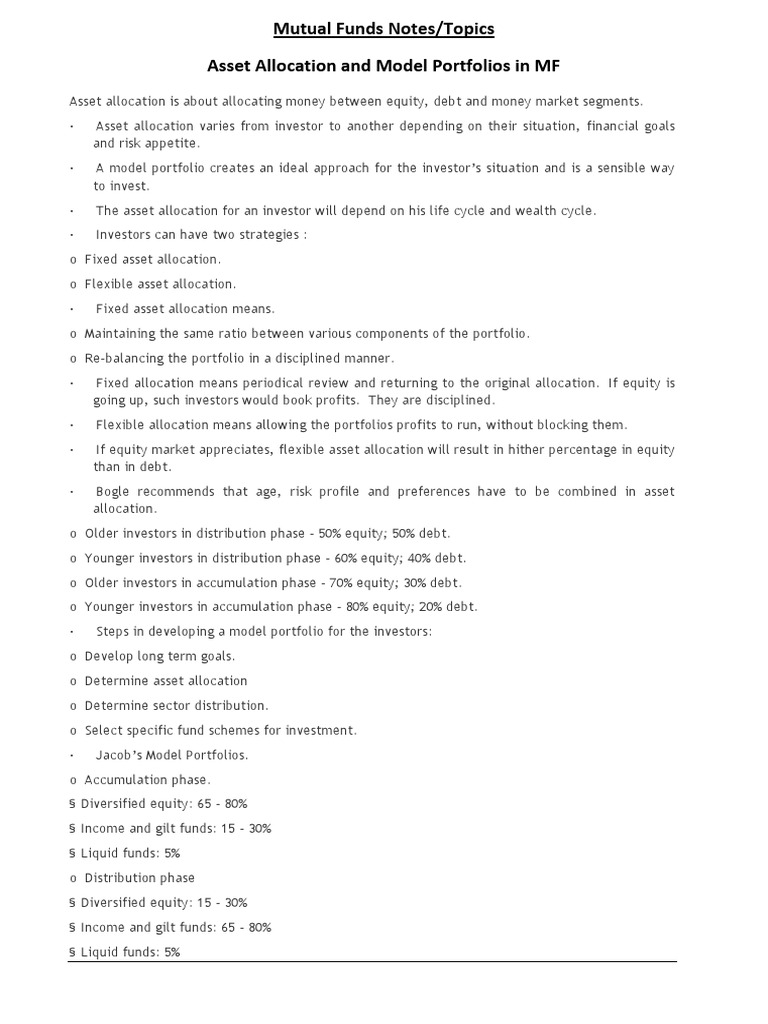 Mutual Funds Notes | PDF | Bonds (Finance) | Yield (Finance)