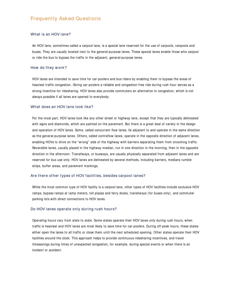 An In-Depth Guide to High-Occupancy Vehicle (HOV) Lanes: Frequently ...