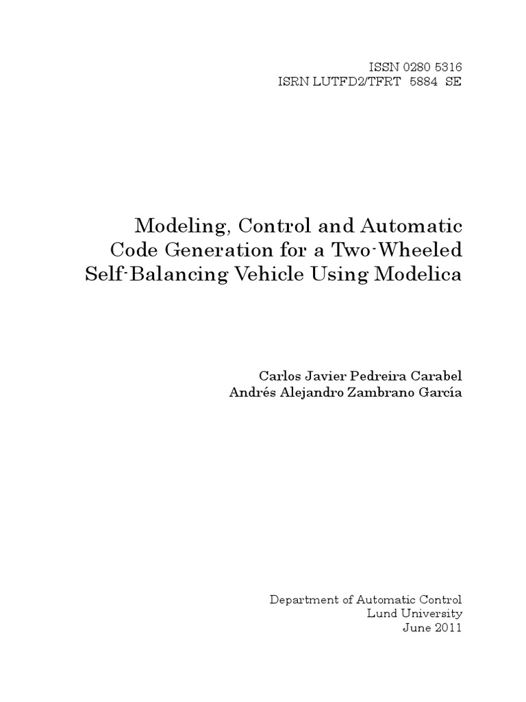 Modeling Control And Automatic Code Generation For 2 Wheeled Pdf