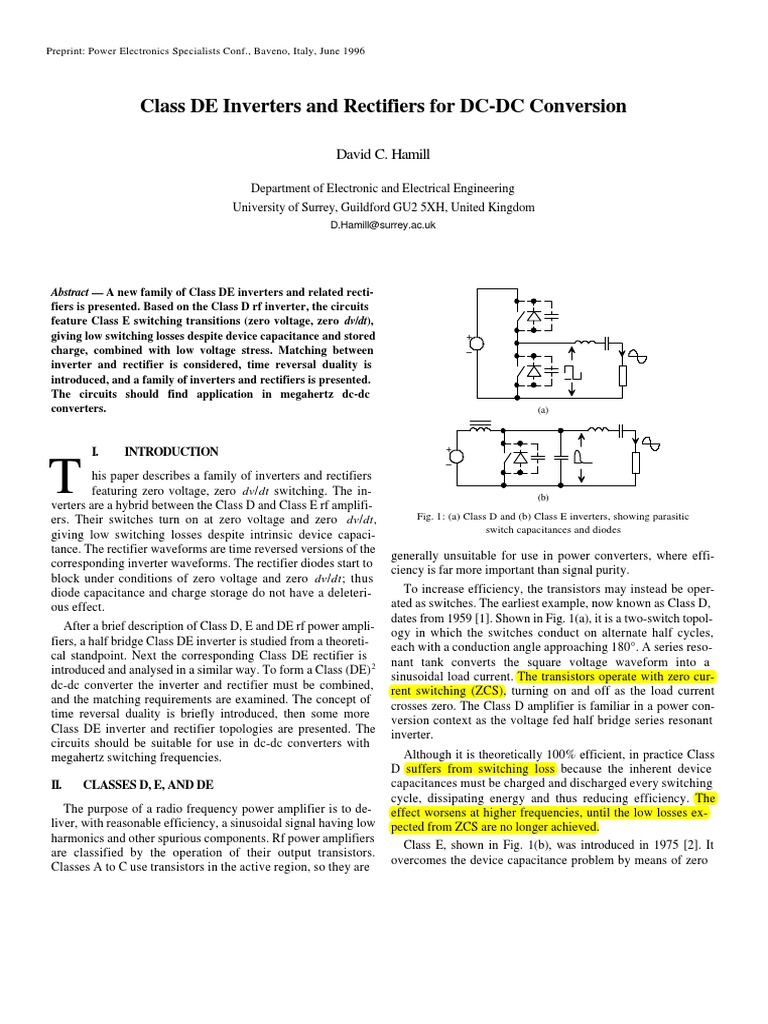 Class de Inverters and Rectifiers For DC-DC Conversiond | PDF | Power Inverter | Rectifier