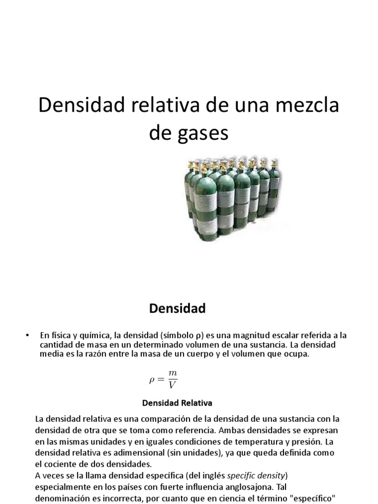 Densidad Relativa de Una Mezcla de Gases | Densidad | Ciencias fisicas