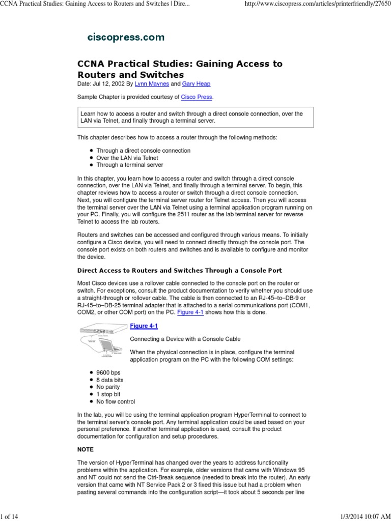 CCNA Practical Studies: Gaining Access To Routers and Switches | PDF ...