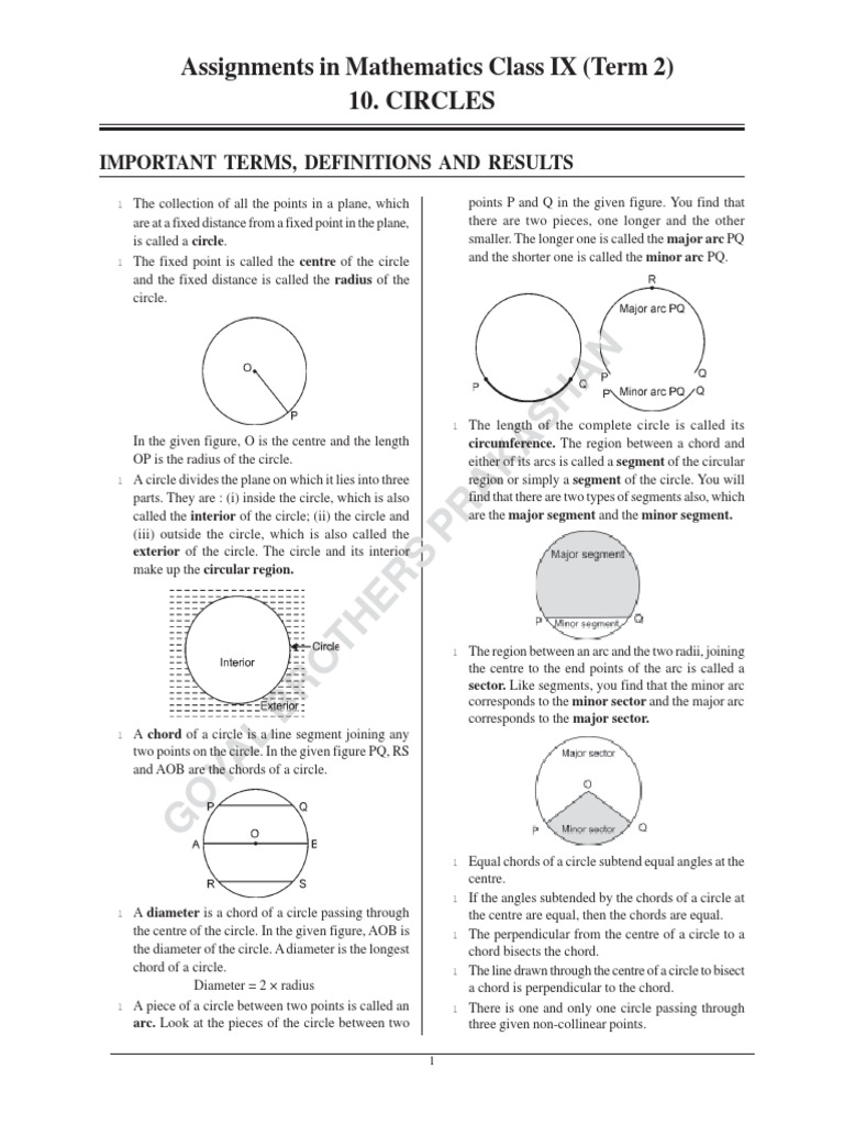 AL Brothers Prakashan: 10. Circles Assignments in Mathematics Class IX (Term 2) | PDF | Circle ...