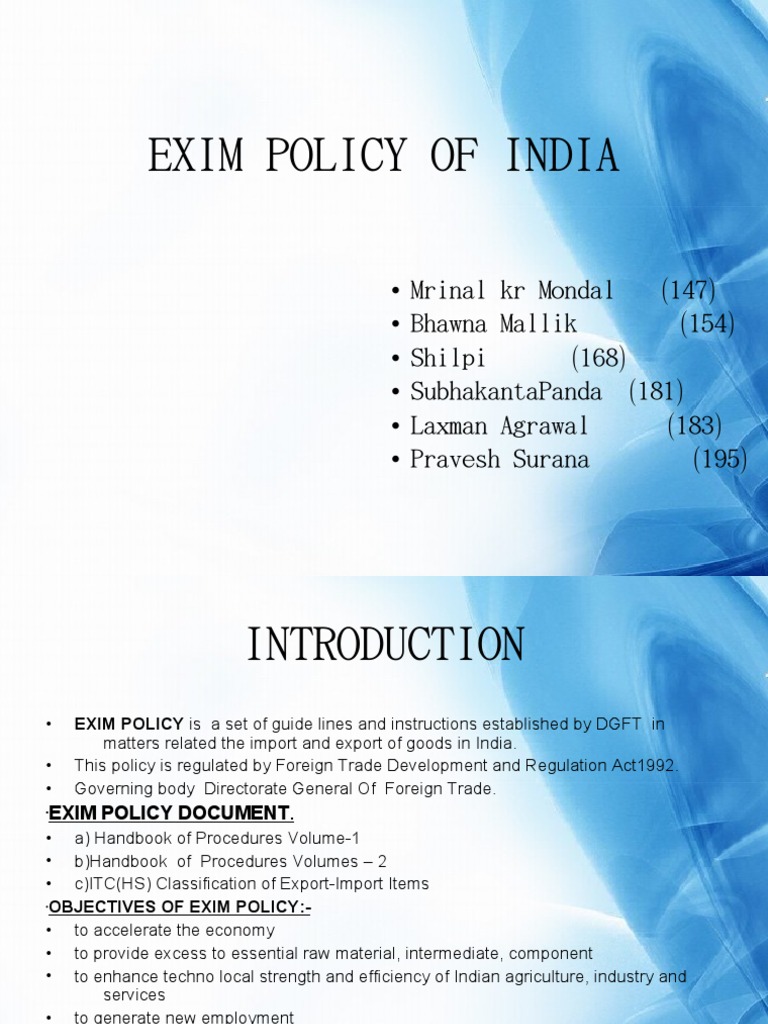 Exim Policy of India | PDF | Exports | Economies