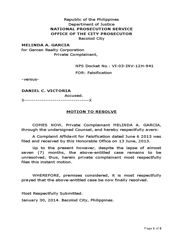 Motion to Resolve Falsification Case | PDF | Social Science | Law