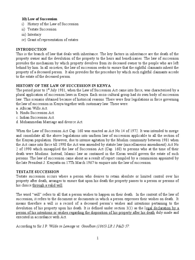 Law of Succession | Will And Testament | Intestacy