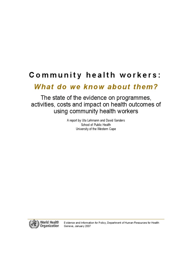 Community Health Workers: Evidence Review | PDF | Health Human ...