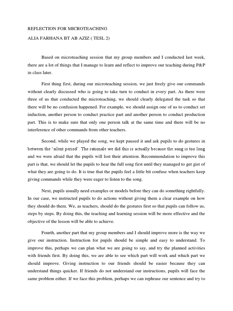 Reflection For Microteaching | PDF | Pedagogy | Semiotics