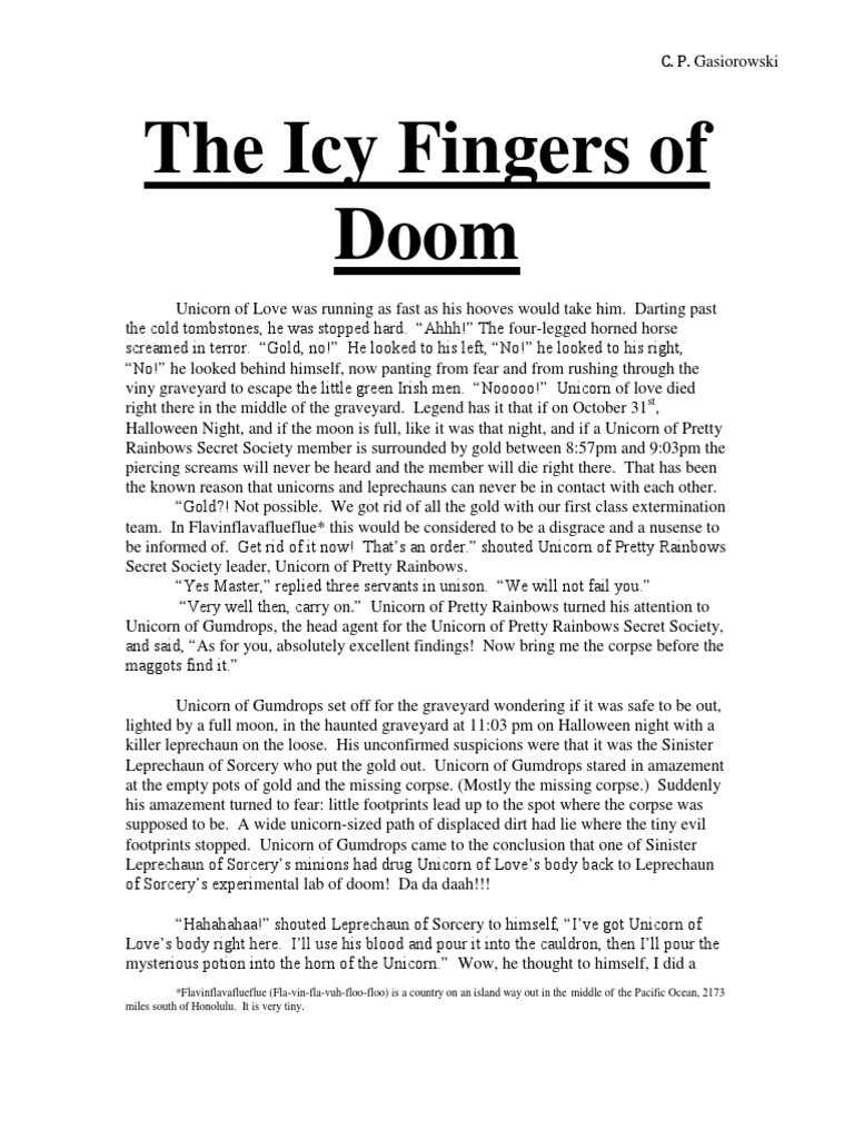 Icy Fingers of Doom: Unicorns vs. Leprechauns | PDF | Leisure