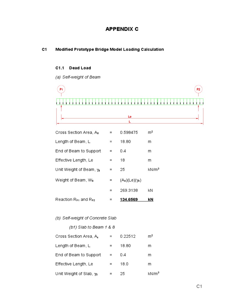 Appendix C: C1 Modified Prototype Bridge Model Loading Calculation ...
