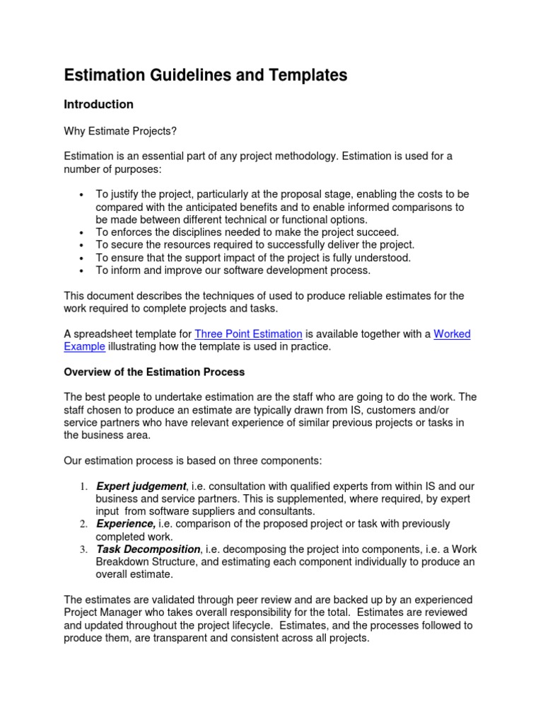 Estimating Project Work: Guidelines for Decomposing Tasks, Applying ...