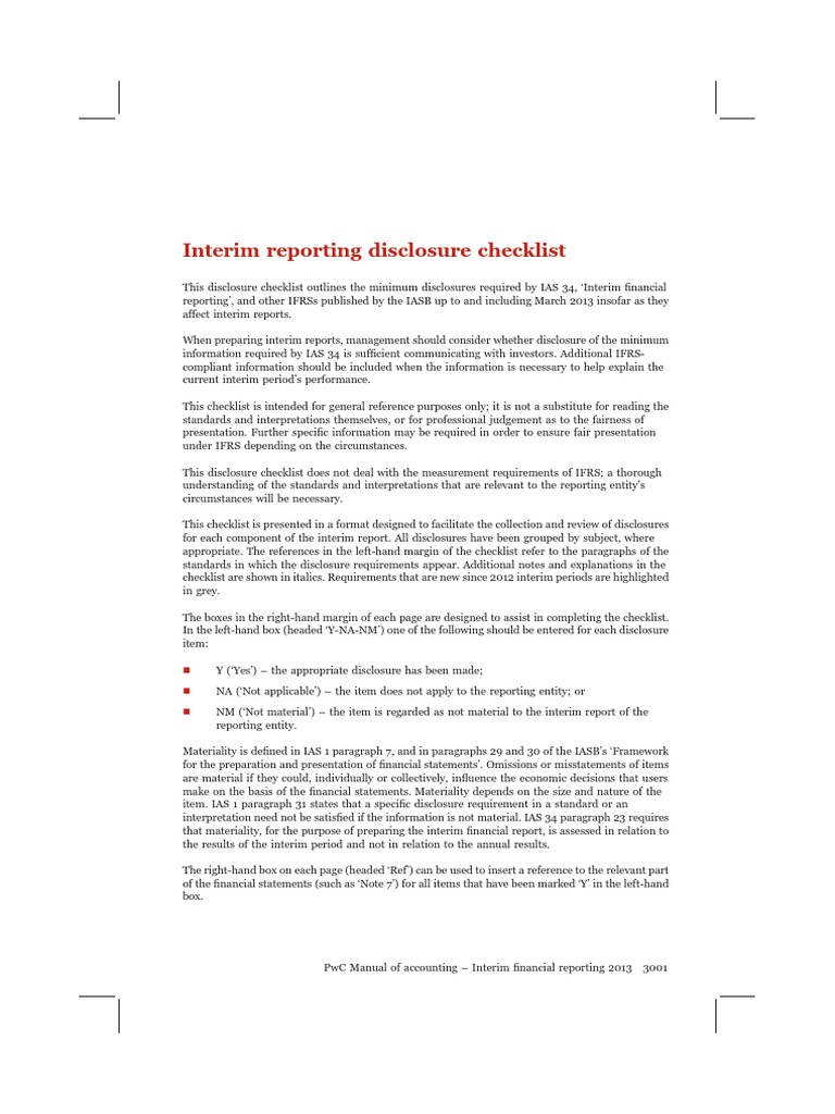 Interim Checklist DisclosdADsure | PDF | International Financial ...