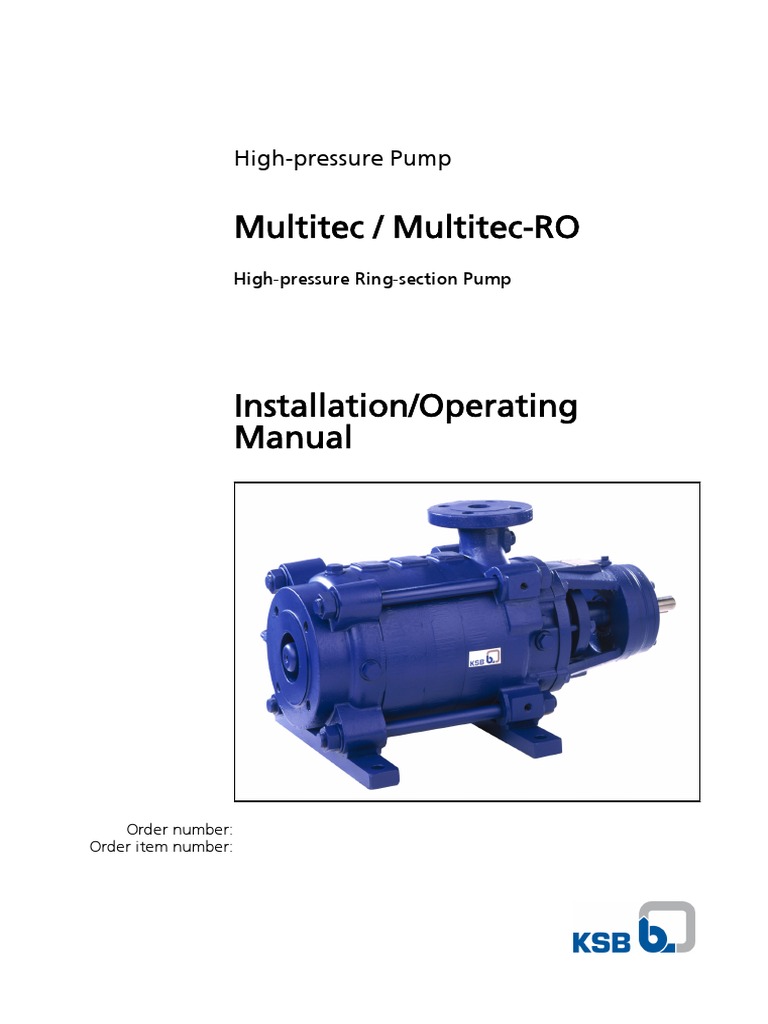 Multitec | PDF | Bearing (Mechanical) | Pump