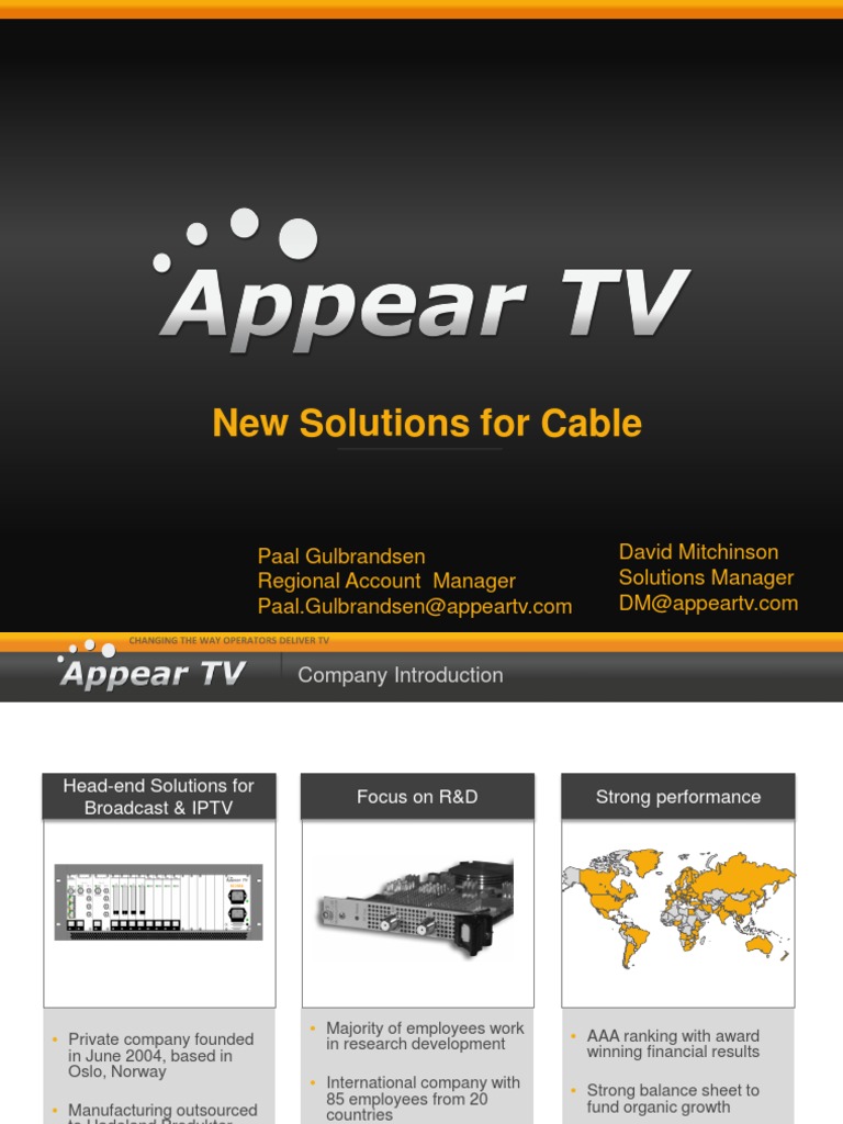 Appear Tv | Modulation | Television Technology