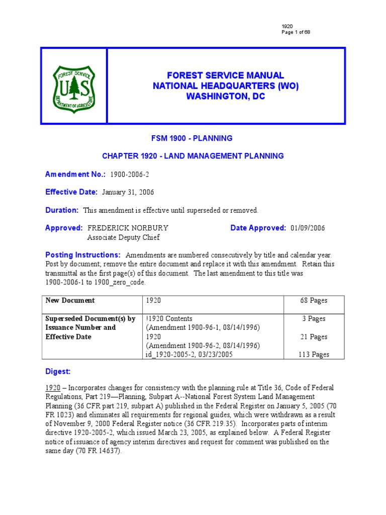 Forest Service Manual National Headquarters (Wo) Washington, DC | PDF ...